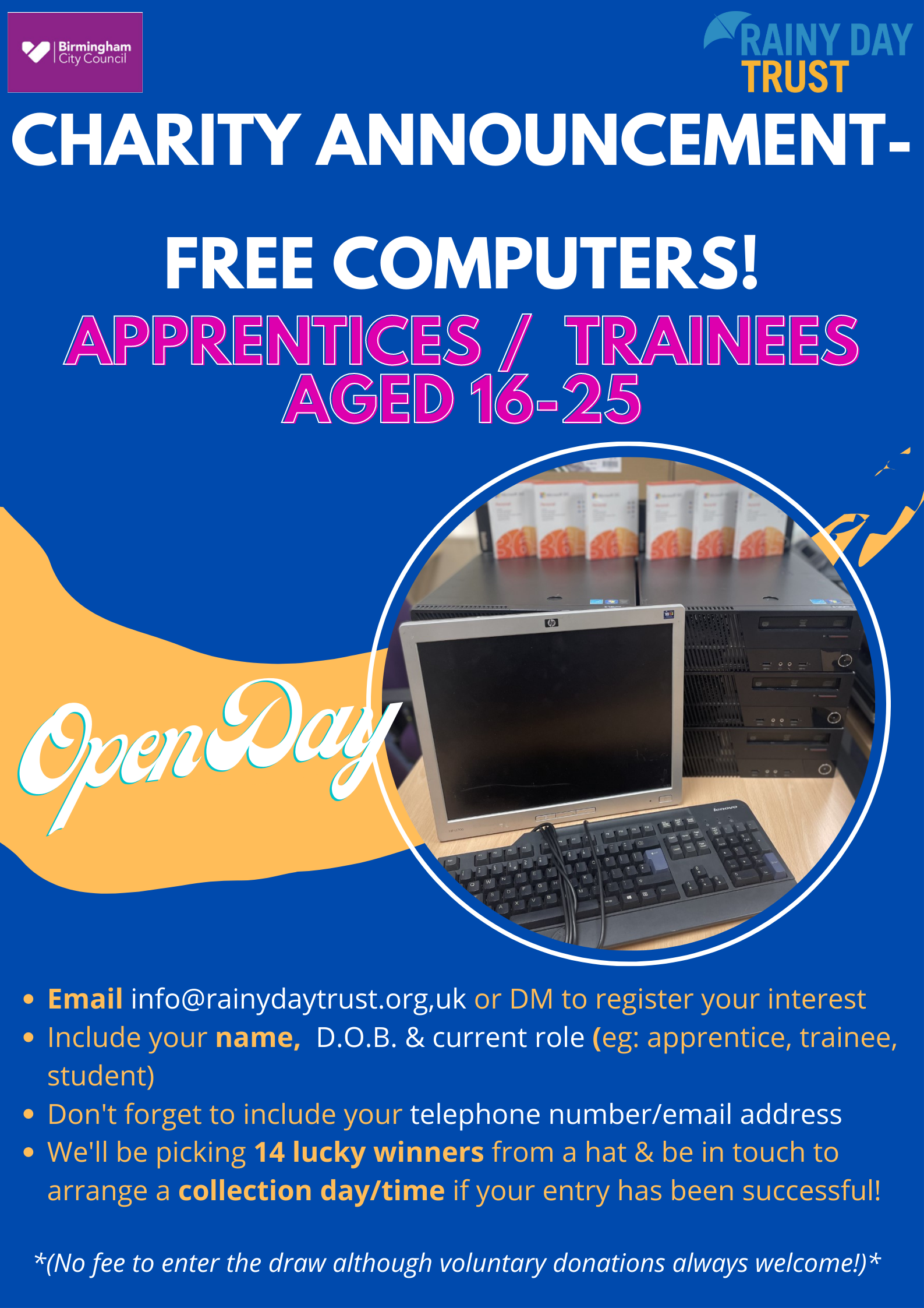 Computers for Good Causes in the Bromsgrove area - Rainy Day Trust